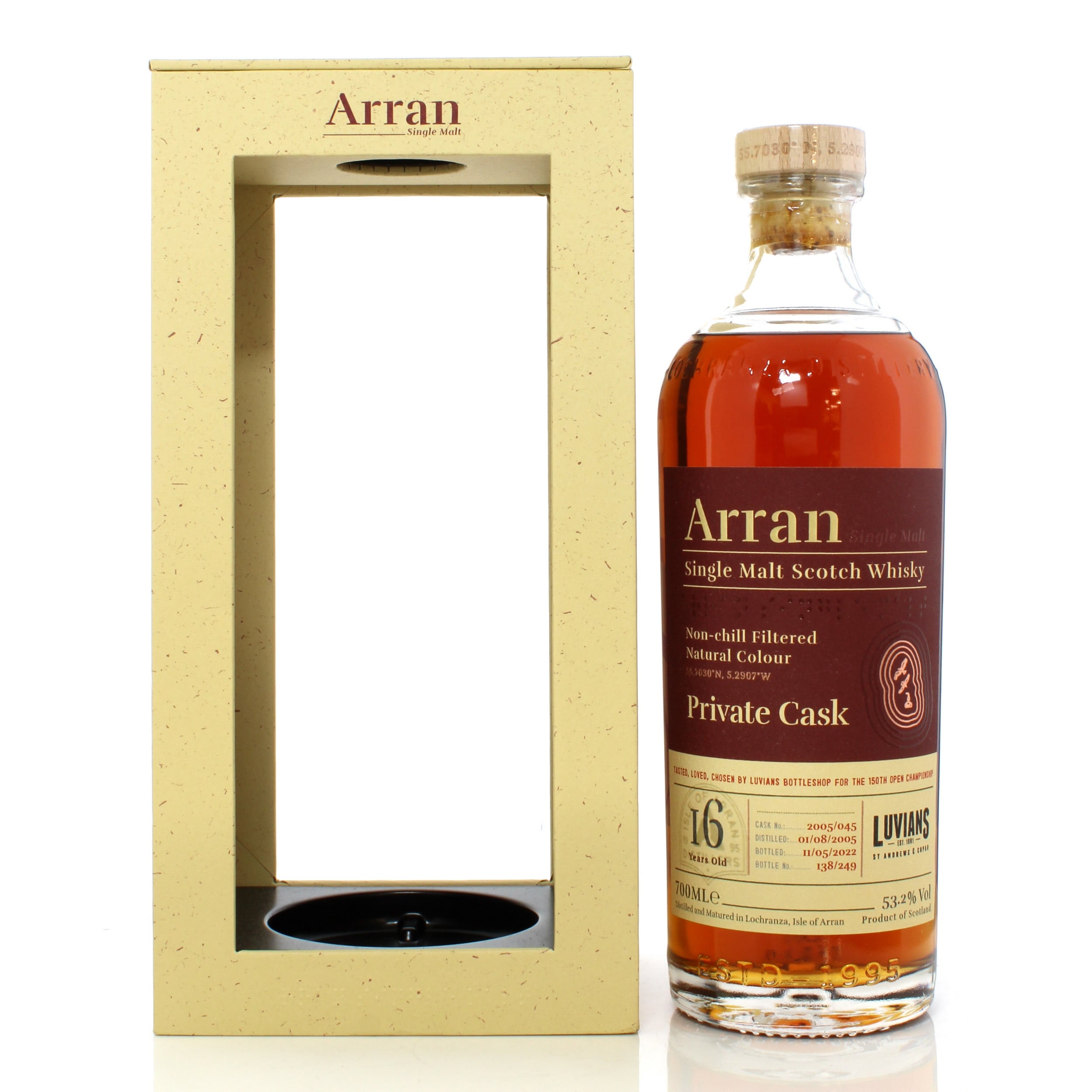 Arran 2005 16 Year Old Single Cask #45 Private Cask - Luvians Auction ...